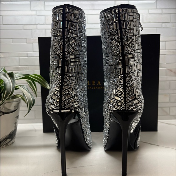 AKIRA | Shoes | Akira Silver Black Rhinestone Gem High Heel Boot Bootie ...